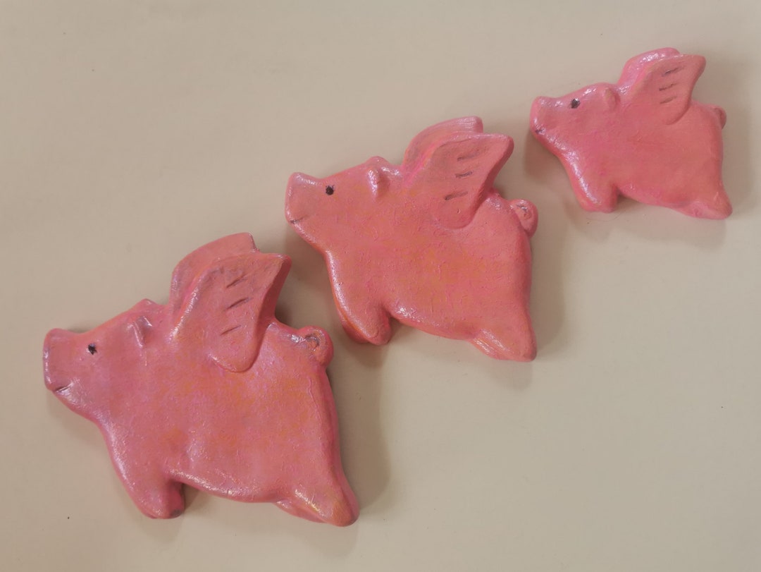 Flying Pigs Plaster Wall Plaques Pink British Pig Breeds Handmade in UK ...
