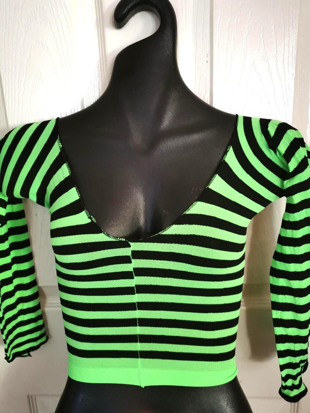 1990s Goth Bright Green Black Stripe Tights Top Witch Grunge Alt Gothic ...