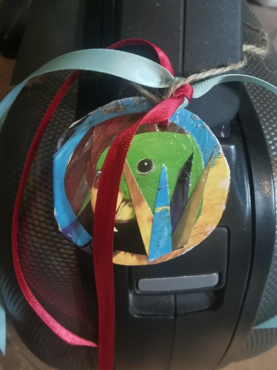 Luggage / Gift Tag. Parrot Collage Decor on Wooden Discs With Ribbons ...