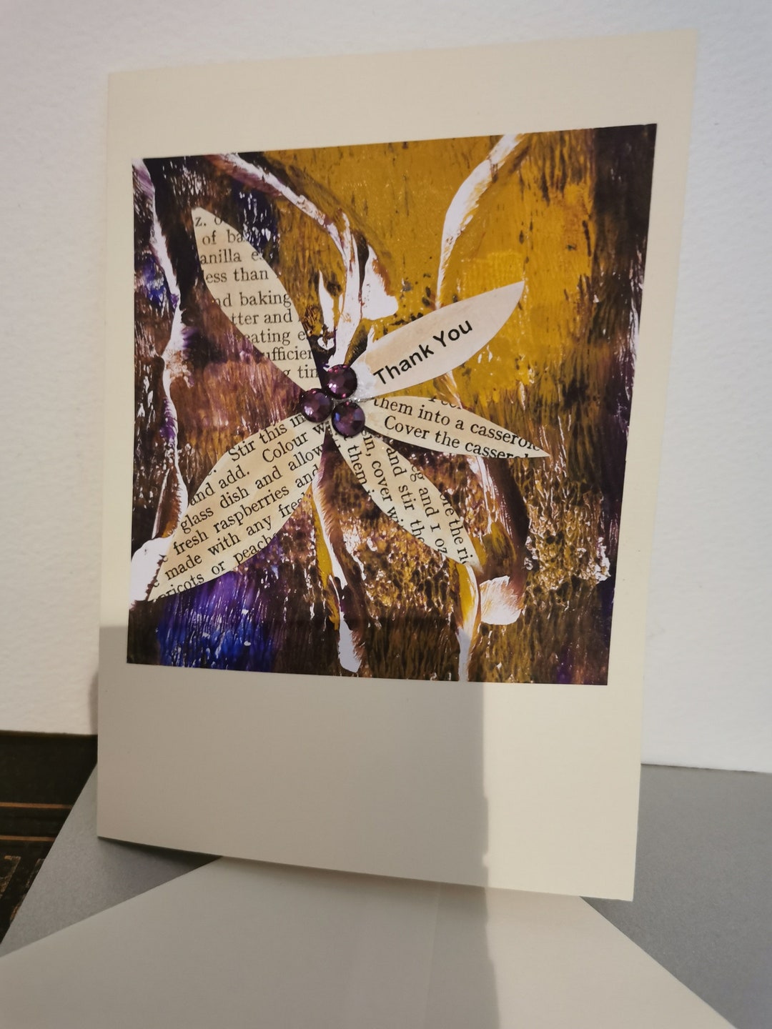 Thank You Card Art on a Card Collage on Acrylic Gelli Print 3D ...