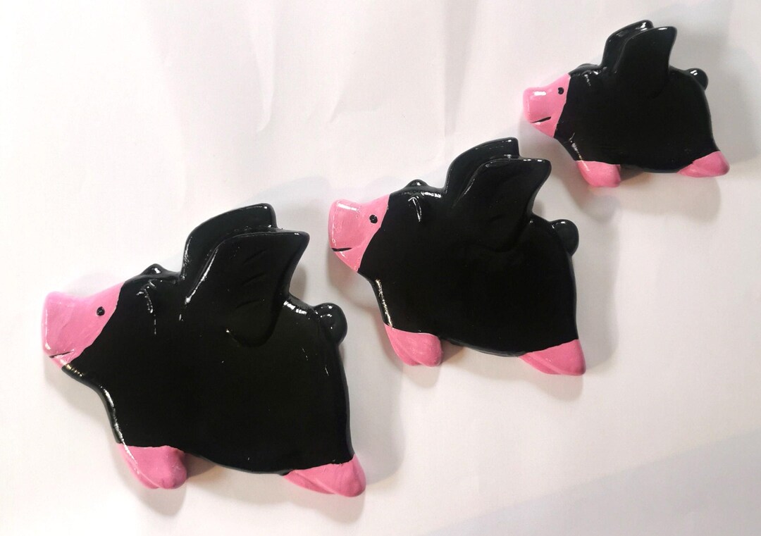 Flying Pigs Plaster Wall Plaques Berkshire British Pig Breeds Handmade ...