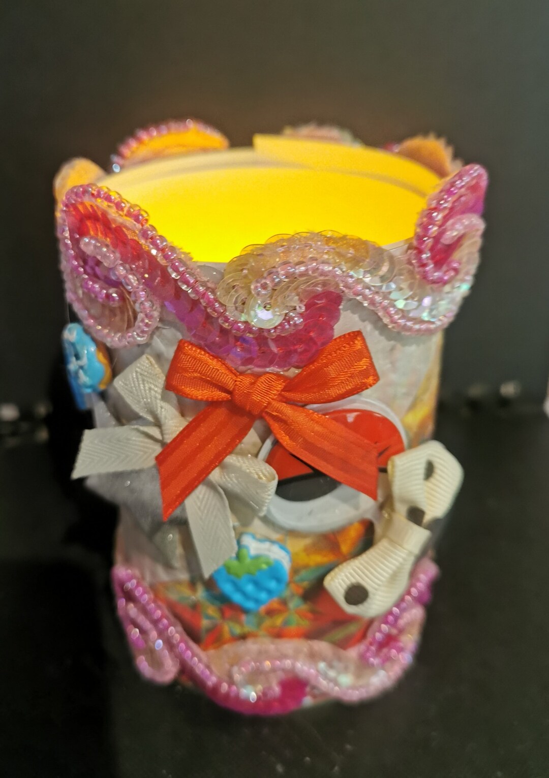 Kitsch Kawaii Container Jar, 3D Decor on Up-cycled Tin Can. Unique ...