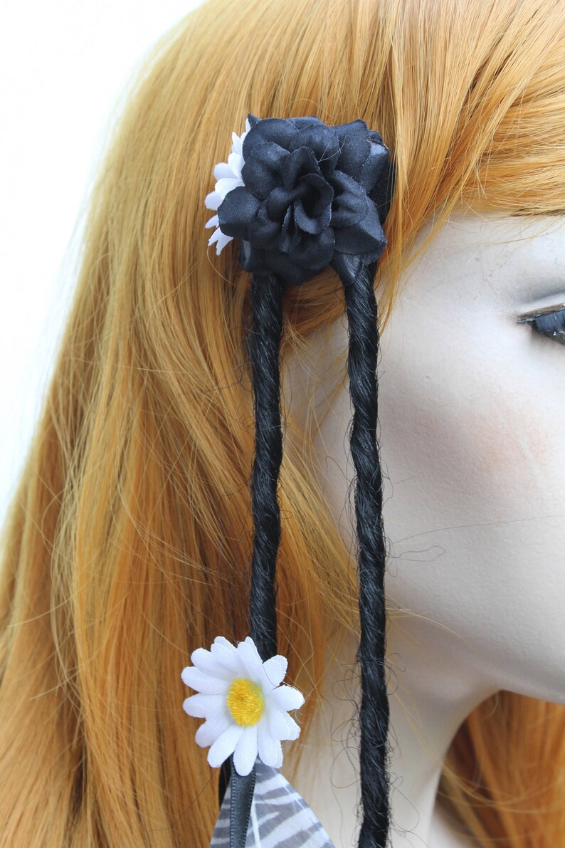Daisy Flower Feather Dread Hair Clip Fall Black Hair | Etsy