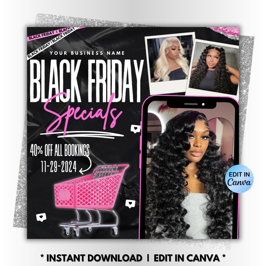 Black Friday Flyers, Black Friday Sale, Booking Flyer, Lash, Hair ...