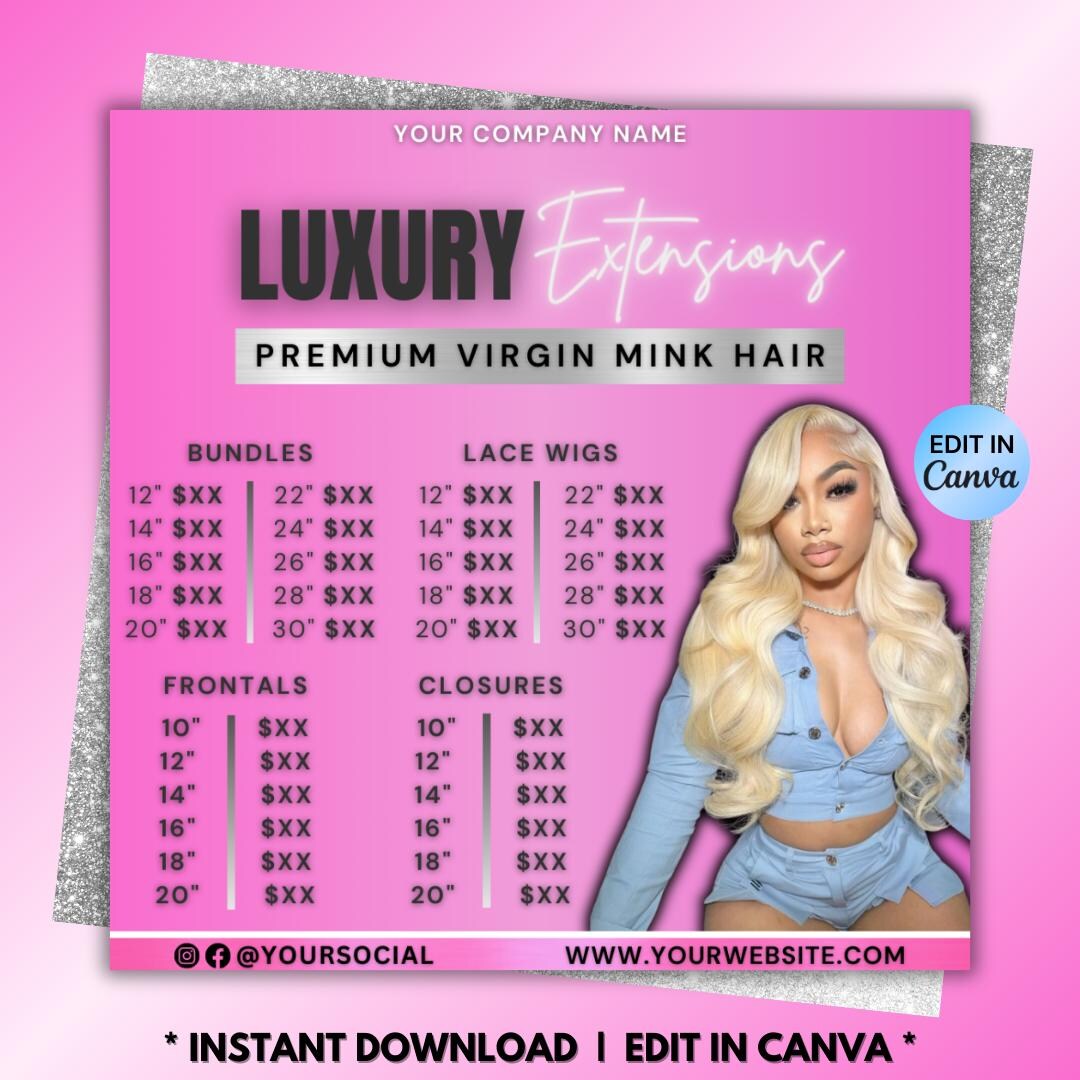 Hair Price List Flyer Template, Hair Flyer, Price List Template, Hair ...