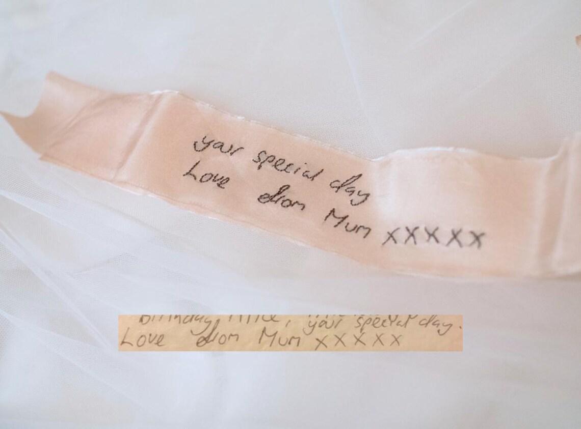 Handwriting Custom Embroidery Silk Bouquet Ribbon - Etsy