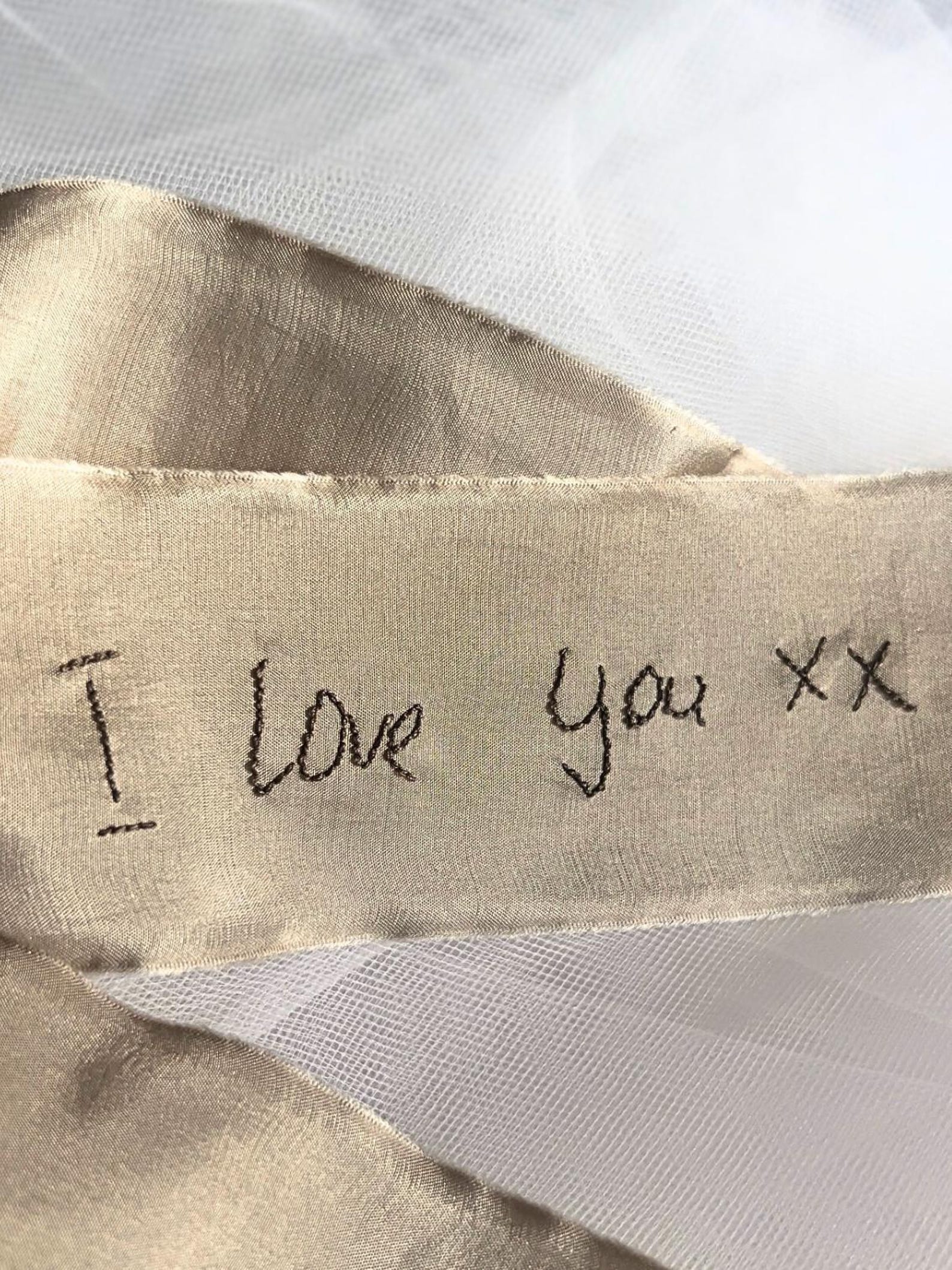 Handwriting Custom Embroidery Silk Bouquet Ribbon - Etsy