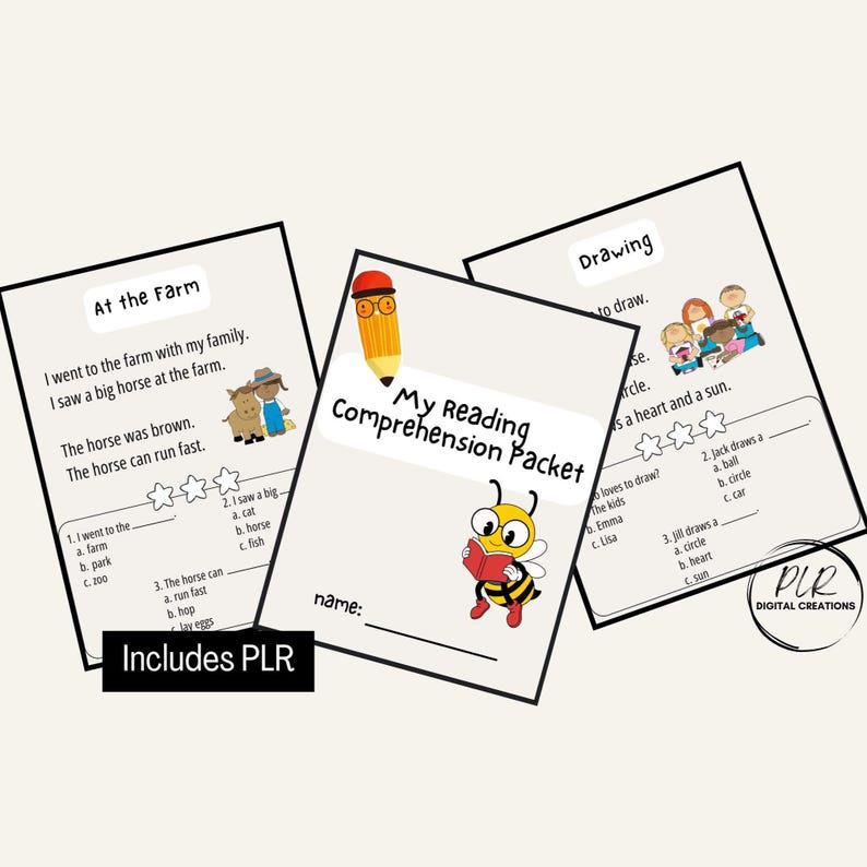 Reading Comprehension | Early Reader Worksheets | Homeschool Lessons - Etsy
