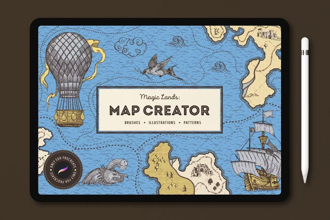 World Map Maker Brushes Illustrator Vector Files, Mapmaking Brush Pack ...