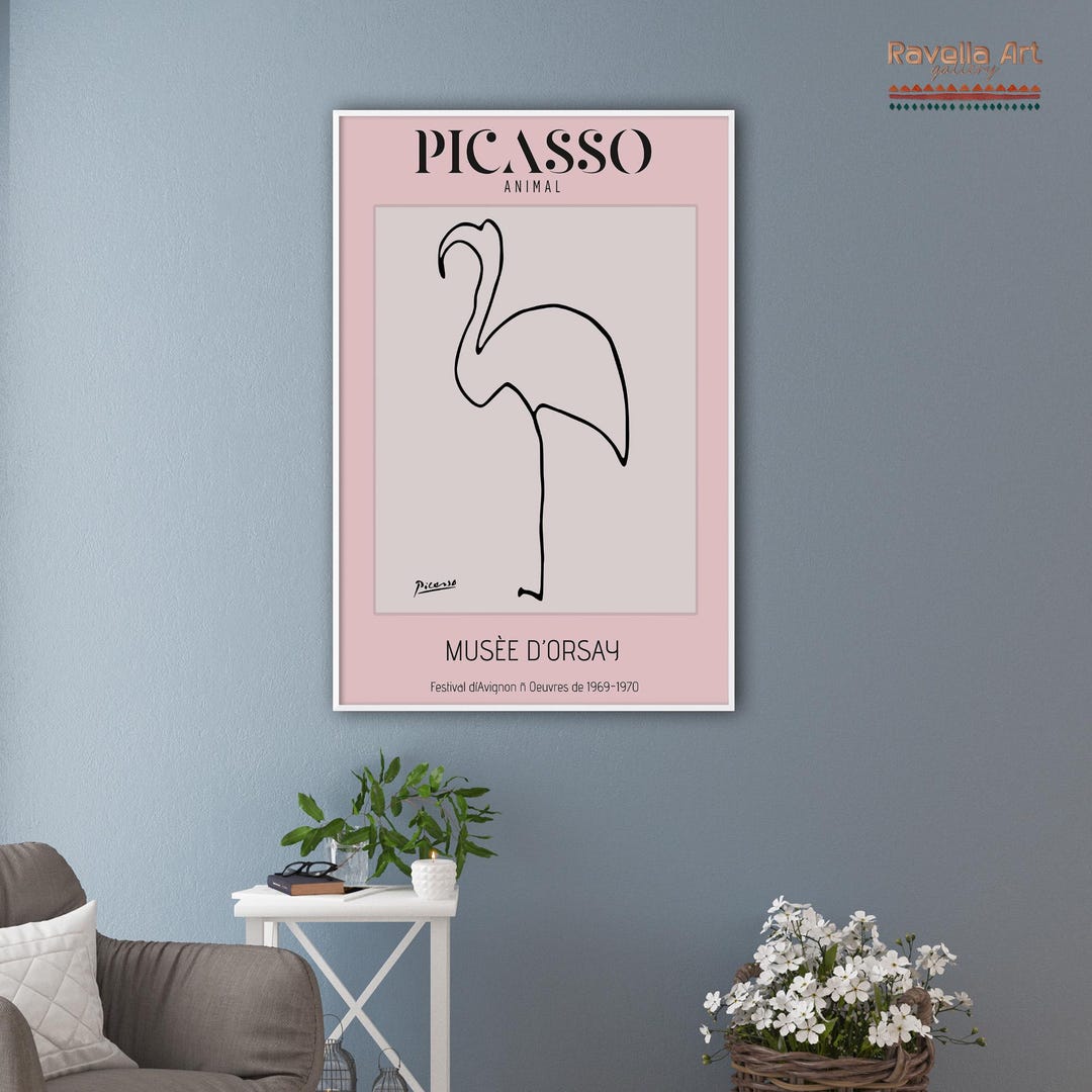 Picasso Flamingo Line Art Poster Print, Animal Print, Animal Decor ...