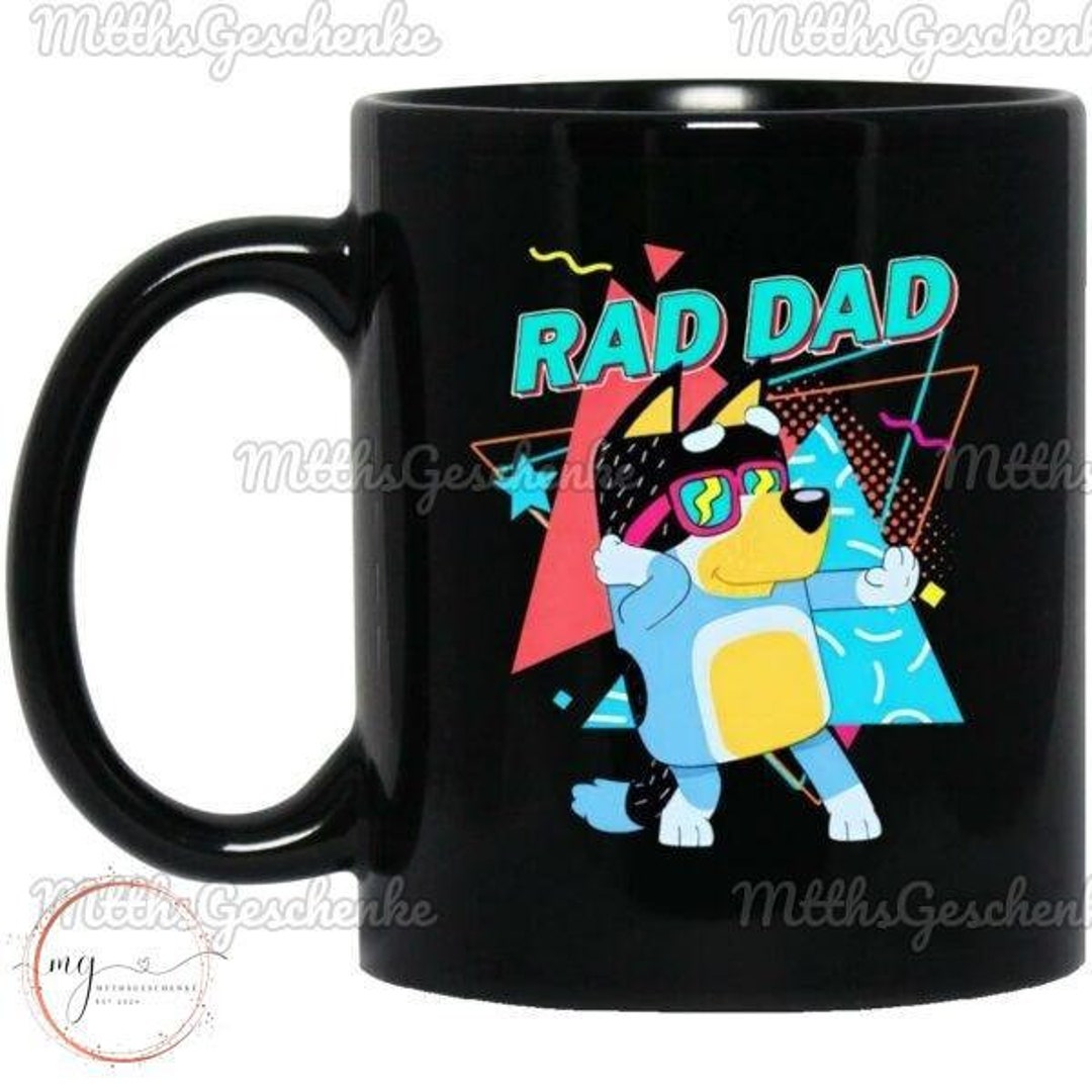 Bluey Rad Dad Mug, Bluey Best Dad Accent Mug, Coffee Bandit Mug, Bluey ...