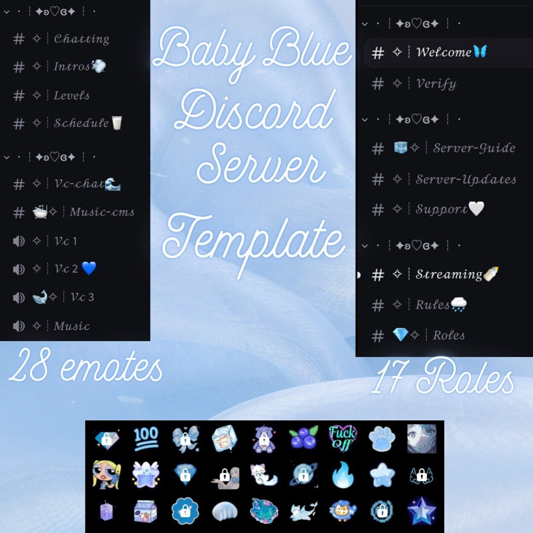 Baby Blue Discord Server Template Emotes - Etsy