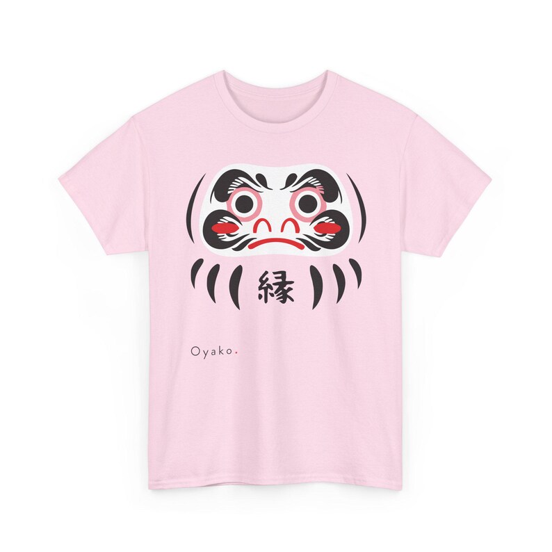 Pink Daruma T-shirt — Japanese Lucky Doll Graphic Tee, Symbol of Love and Good Relationships ...