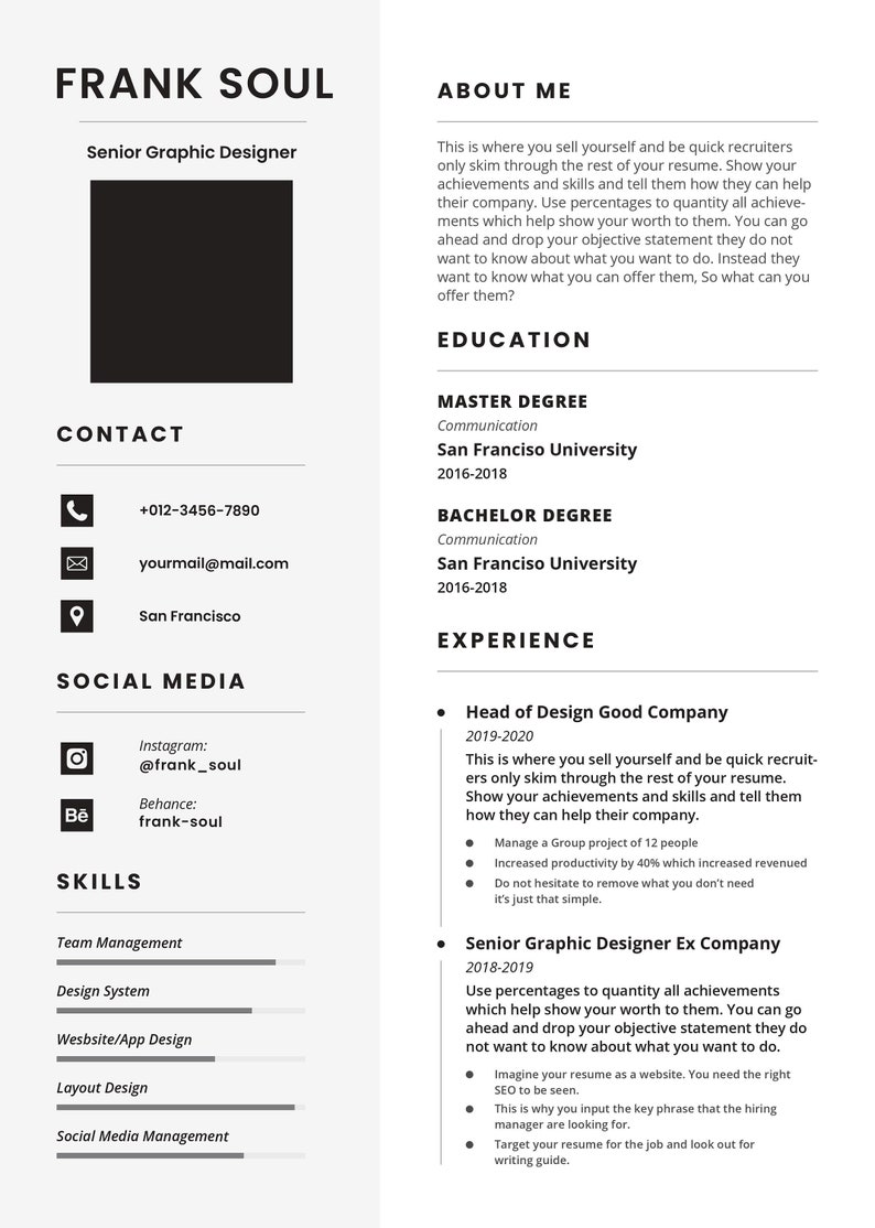 Resume Templates - Etsy