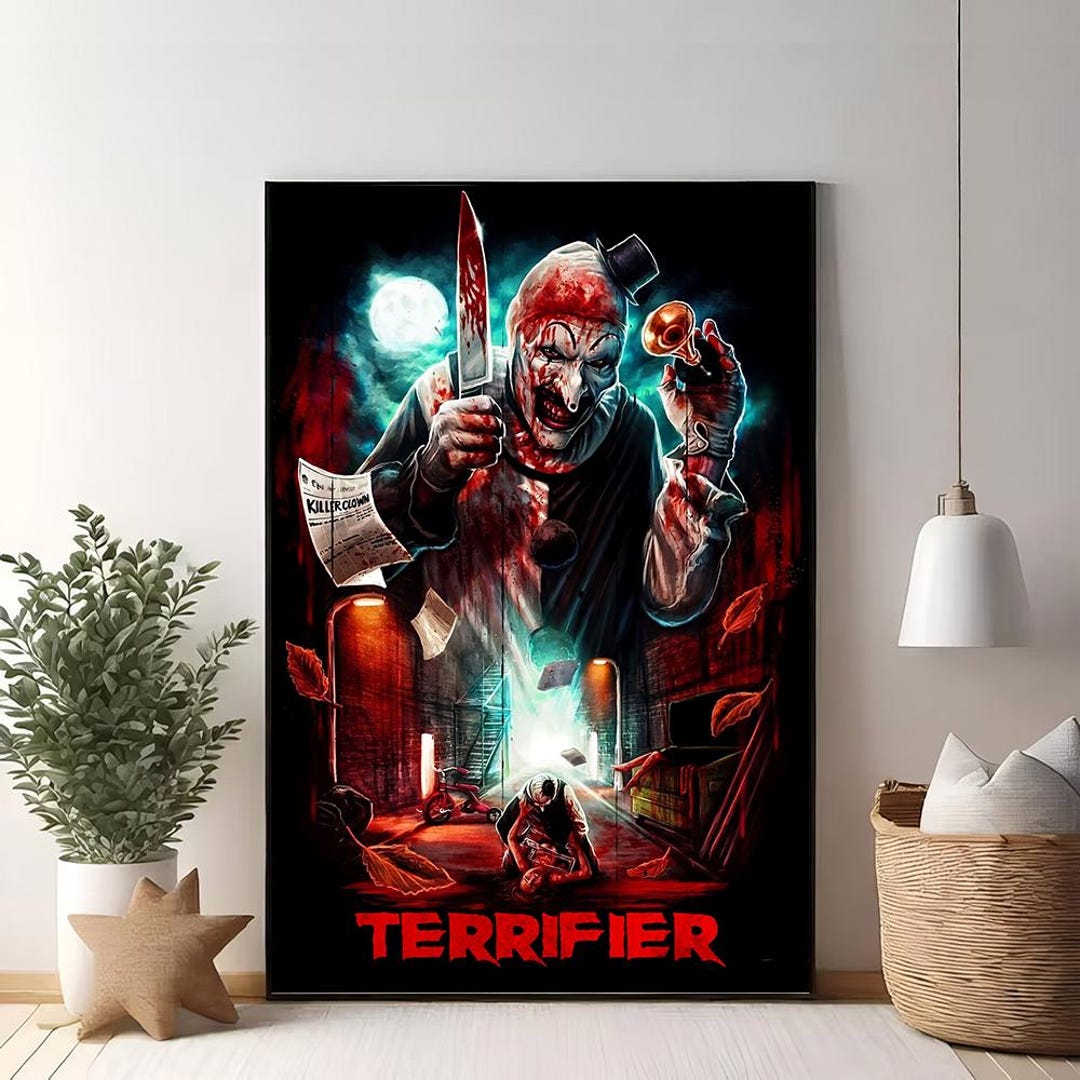 Terrifier Movie Poster, Minimalist Art, Canvas Poster, Retro Poster ...