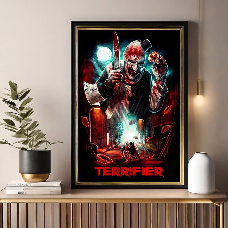 Terrifier Movie Poster, Minimalist Art, Canvas Poster, Retro Poster ...