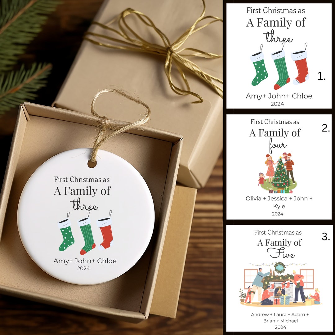 Family of Three Ornament, Personalized Family Ornament, Family of Four ...