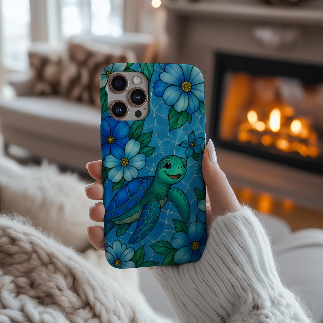 Stained Glass Sea Turtle Phone Cases, Mosaic iPhone 16 15 14 Case, Cute ...