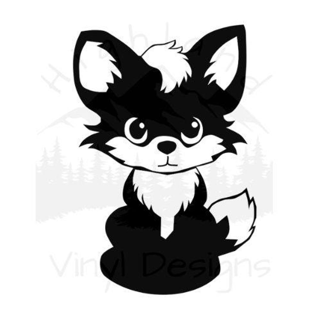 Grumpy Fox Clipart | Black Fox Digital Art, Wildlife Cut File - Etsy