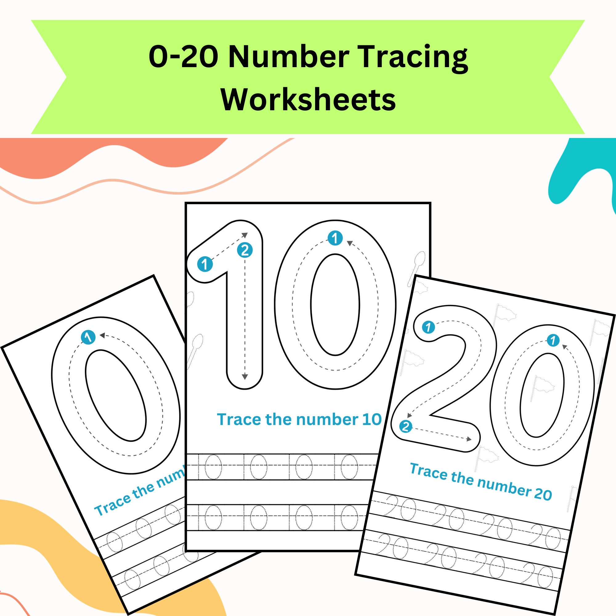 20 Numbers Tracing Worksheets, Traceable Numbers, Pre-school Worksheets ...
