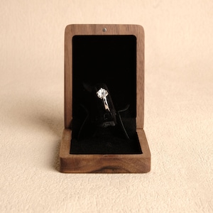 Rotating Engagement Ring Box, Custom Long Ring Box, Walnut Ring Box, Slim Ring Box, Wedding Gift ...