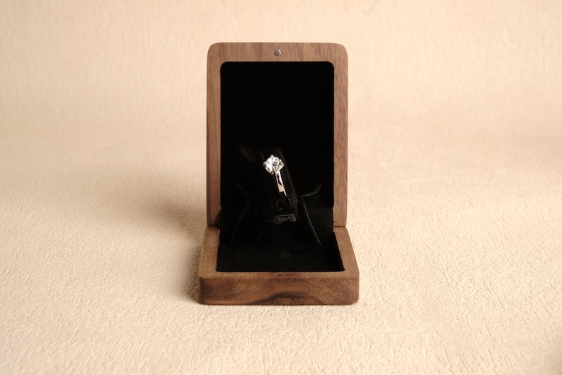 Rotating Engagement Ring Box, Custom Long Ring Box, Walnut Ring Box ...