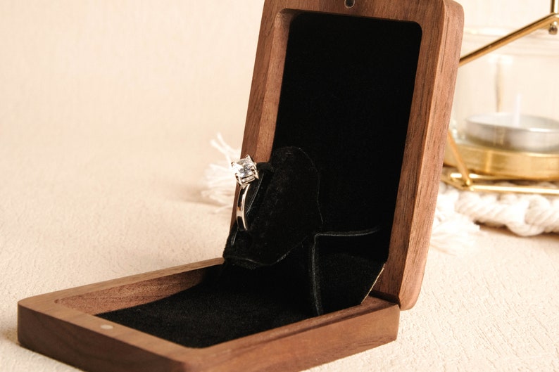 Rotating Engagement Ring Box, Custom Long Ring Box, Walnut Ring Box ...