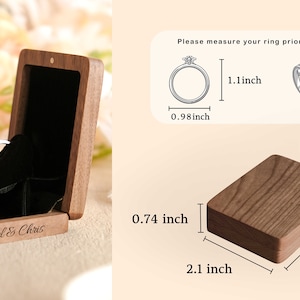 Rotating Engagement Ring Box, Custom Long Ring Box, Walnut Ring Box, Slim Ring Box, Wedding Gift ...