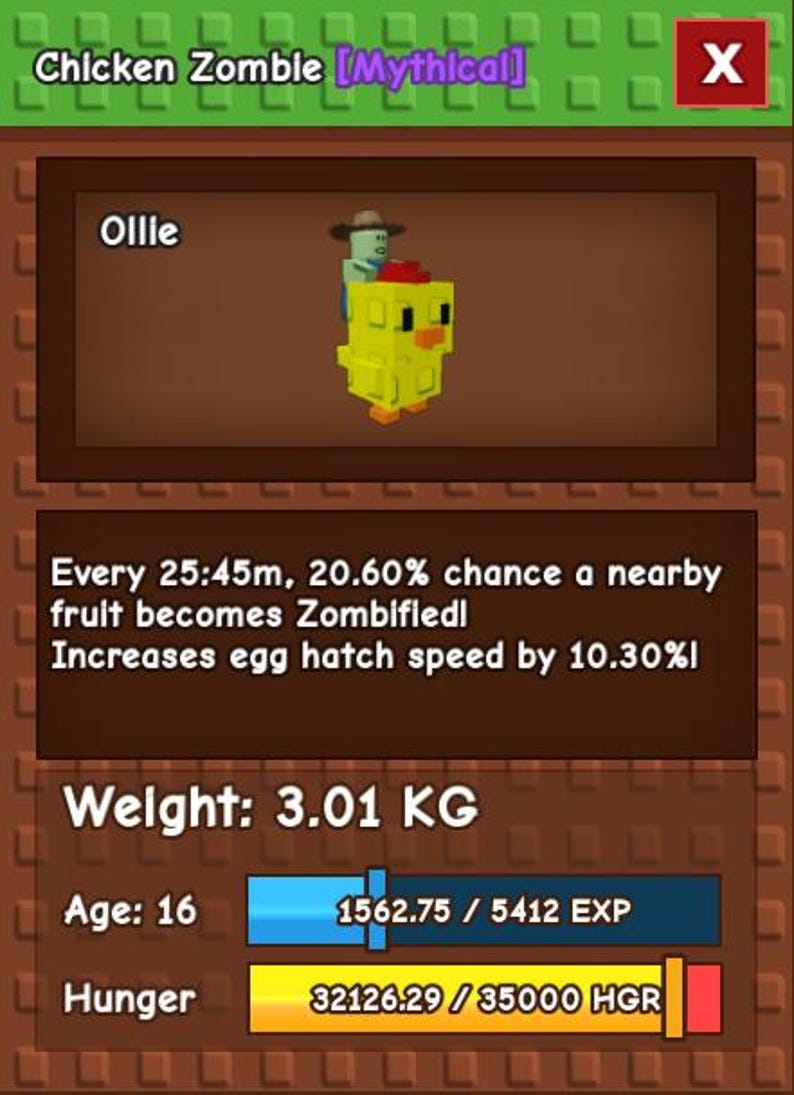 Chicken Zombie | Roblox Grow A Garden - Quick Delivery - Etsy