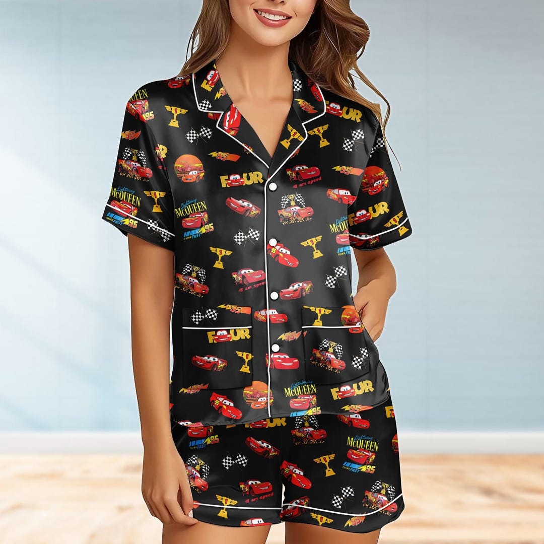 Lightning Mcqueen Satin Pajamas Set, Disney Cars Women Pajamas ...