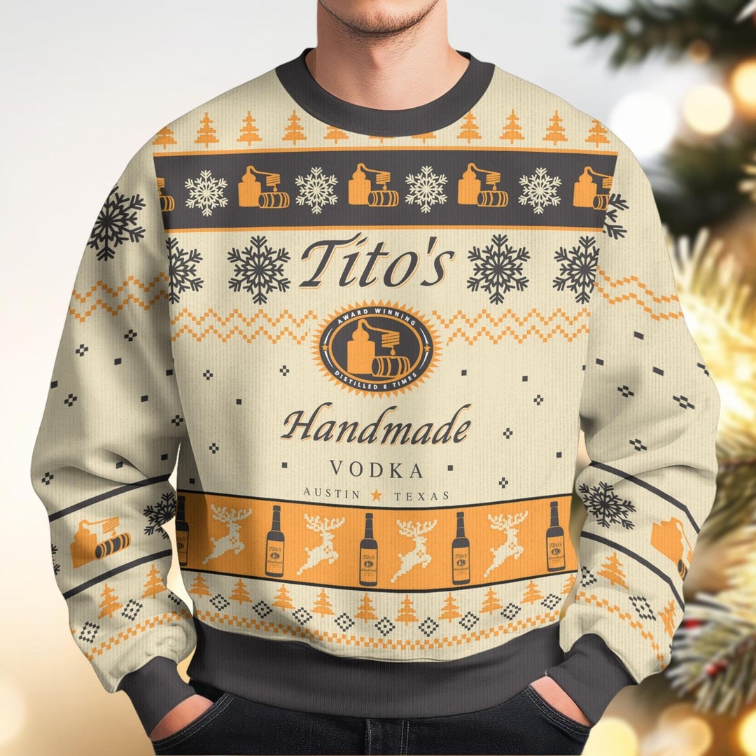 Titos Handmade Vodka Christmas Ugly Sweater, Whisky Sweater for Party ...