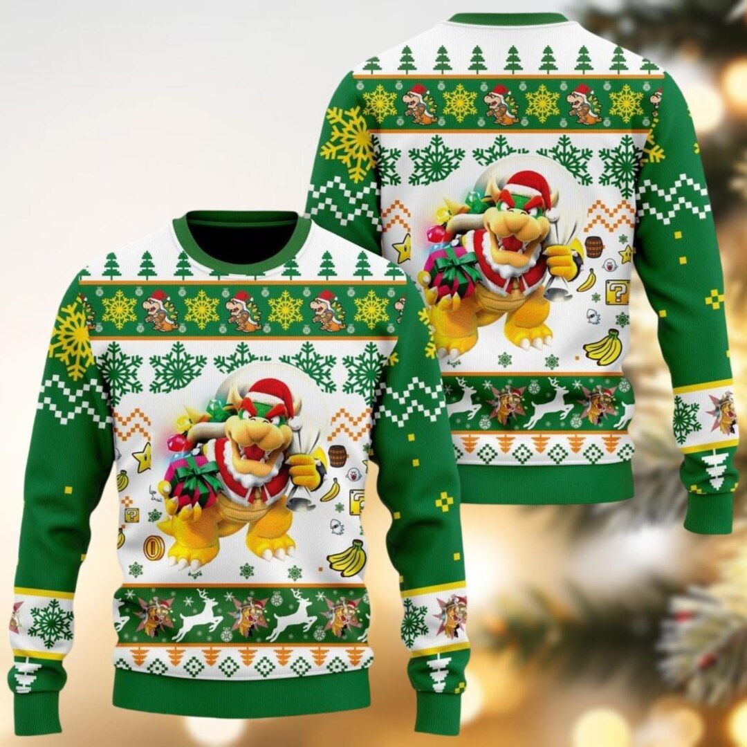 Super Mario Bowser Christmas Ugly Sweater, Video Game Christmas ...