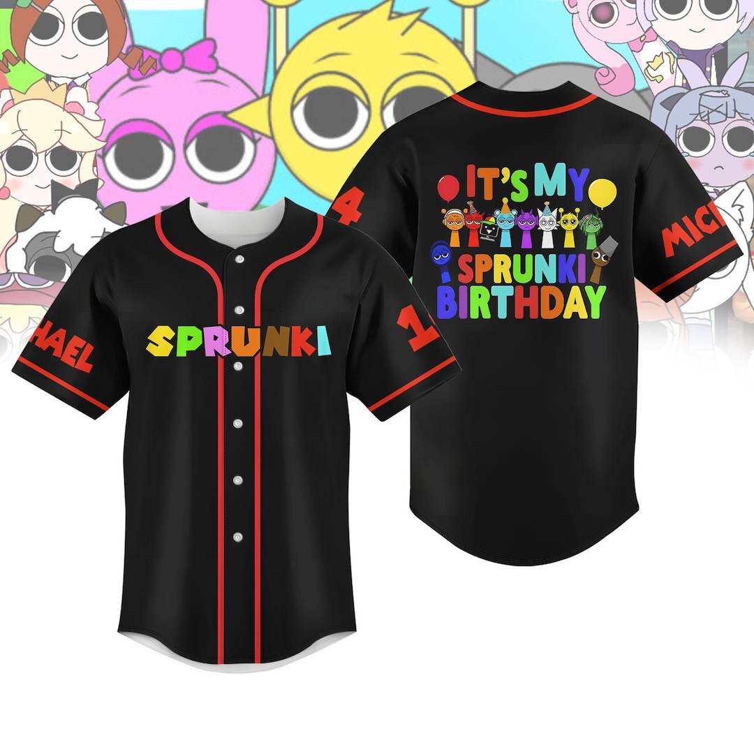 Custom Sprunki Birthday Shirt, It's My Sprunki Birthday Baseball Jersey ...