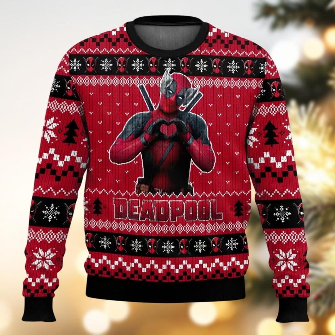 Deadpool Ugly Christmas Sweater, Wade Wilson Christmas Sweater, Hero ...
