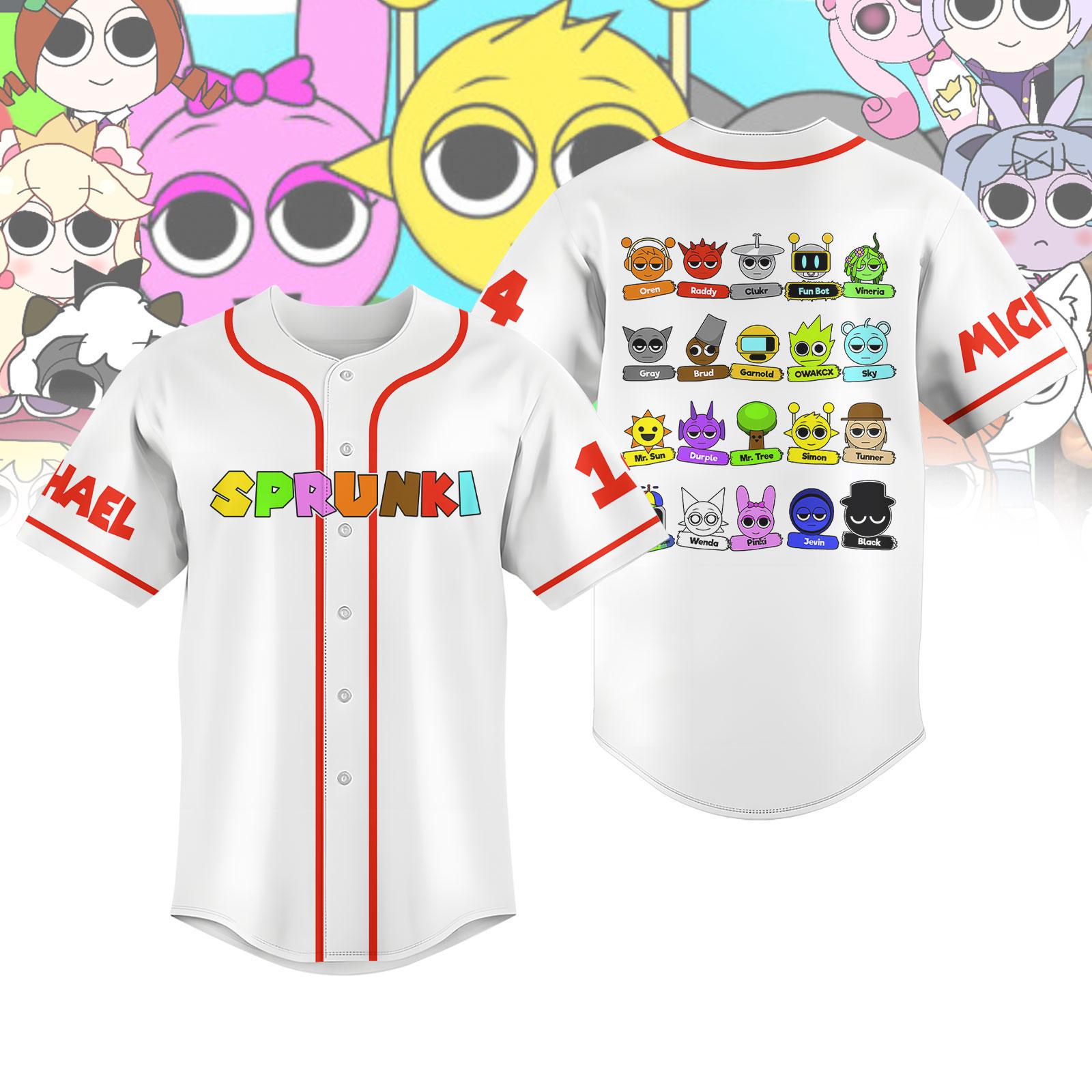 Custom Sprunki Game Shirt, Sprunki Fan Baseball Jersey, Sprunki Shirt ...