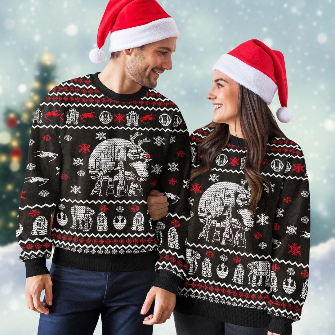 Disney Star Wars ATAT Ugly Christmas Sweater Knit, Star Wars Holiday ...