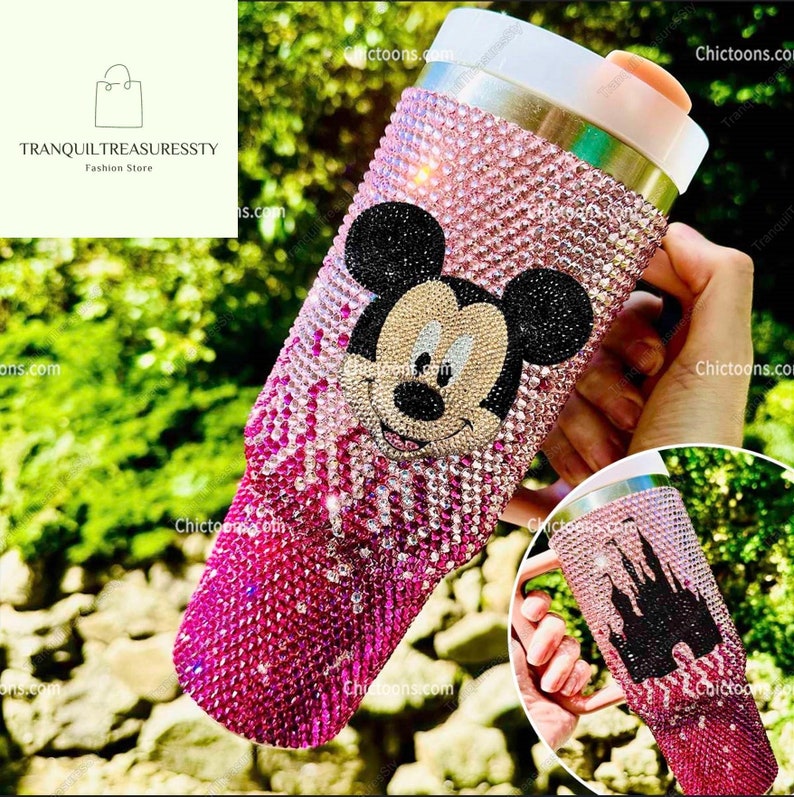 Mickey Mouse Rhinestone Tumbler 40oz, Disney Bling Tumbler, Disneyworld ...