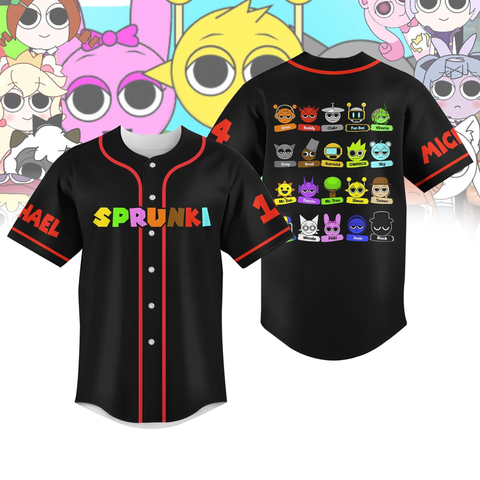 Custom Sprunki Game Shirt, Sprunki Fan Baseball Jersey, Sprunki Shirt ...