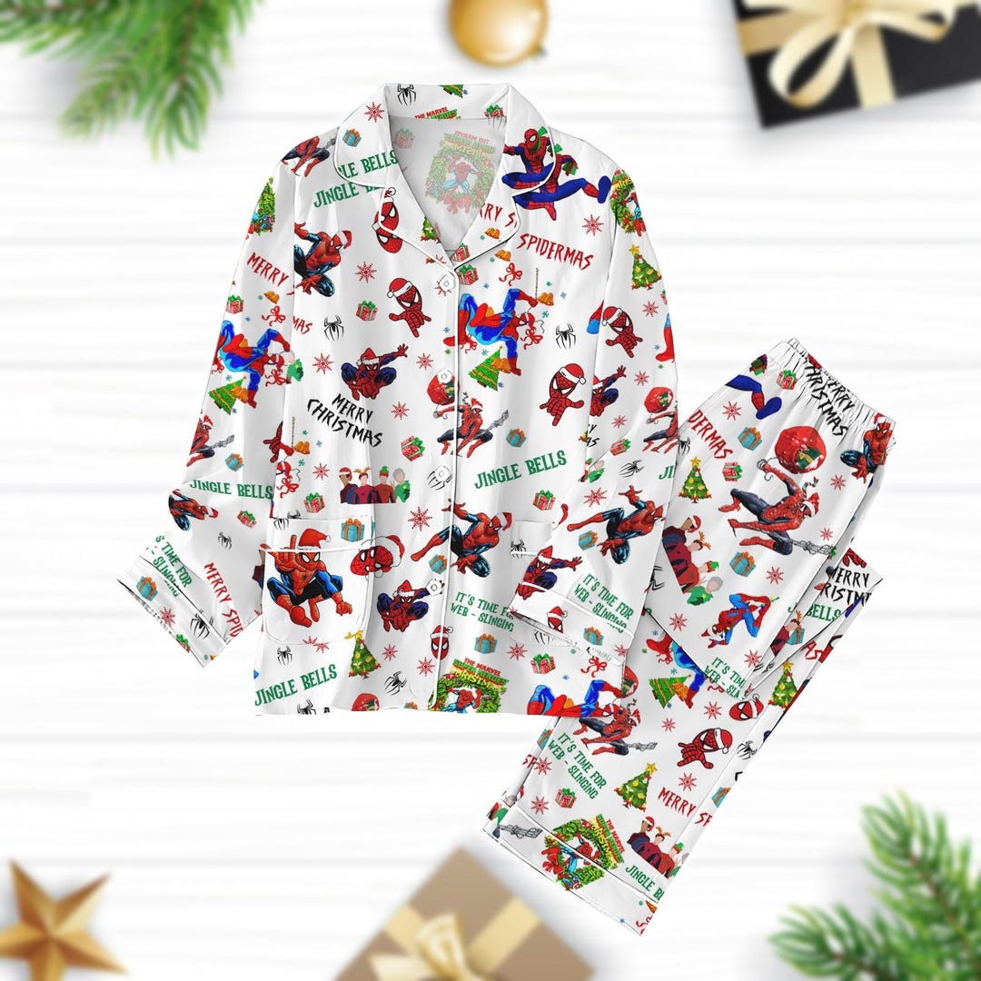 Christmas Spider Man Pajamas Set, 90's Spider-man Fan Pajamas, Retro ...