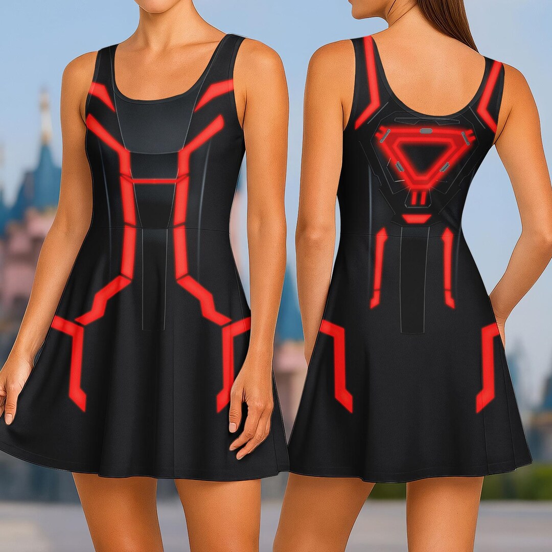 Tron Ares Skater Dress, Disney Tron Ares Cosplay Costume, Magic Kingdom ...