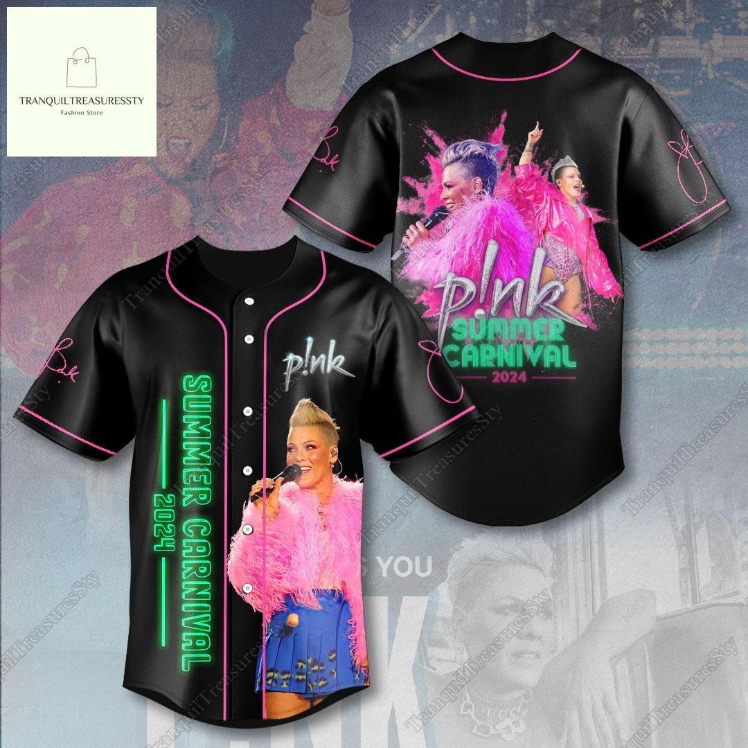 Pink Baseball Jersey, P!nk Pink Singer Summer Carnival 2024 Tour Shirt ...