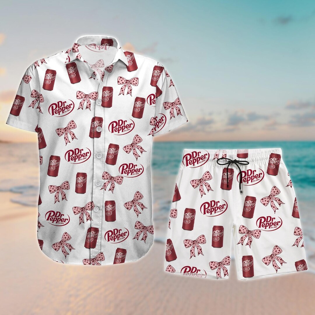Pink Bow Coquette Dr Pepper Button Shirt and Shorts, Dr Pepper Lover ...