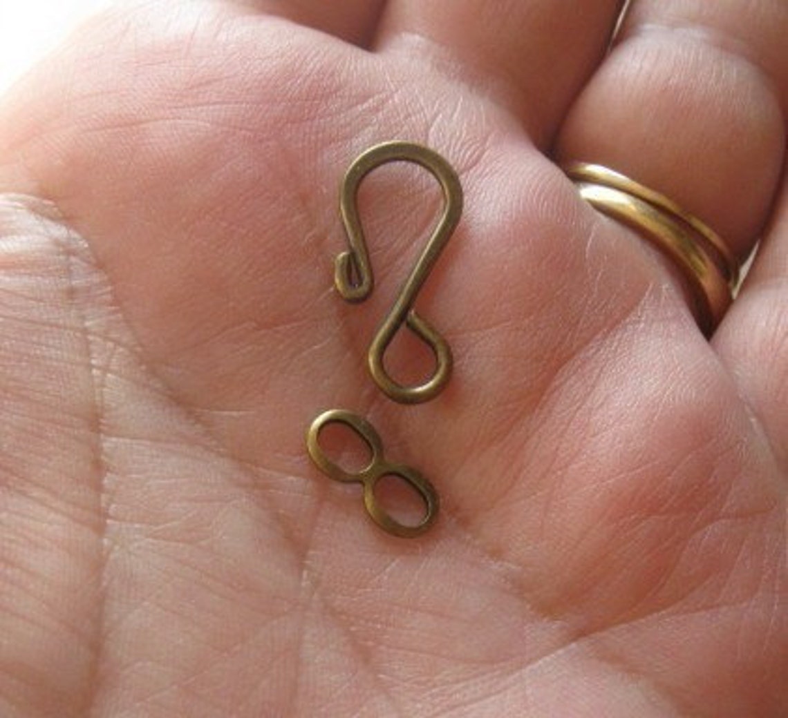 10 Antiqued Brass Hook and Loop Clasps 27mm - Etsy