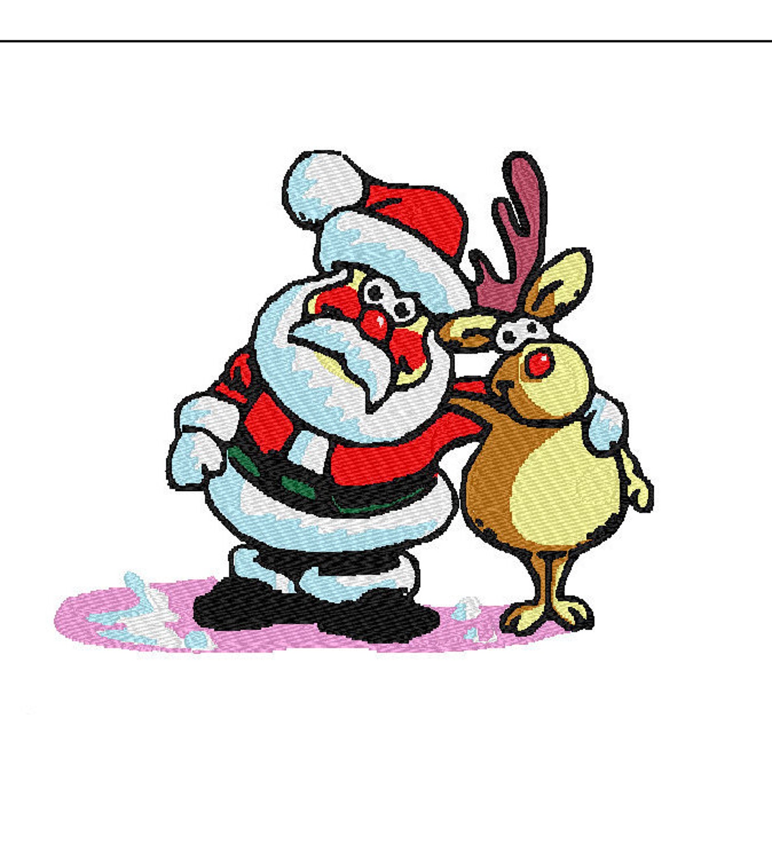 Santa and Rudolf Embroidery Design - Etsy