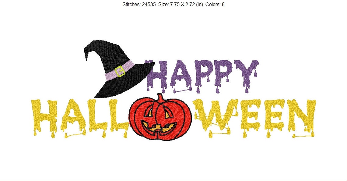 Happy Halloween Drippy Letter Embroidery File | Etsy