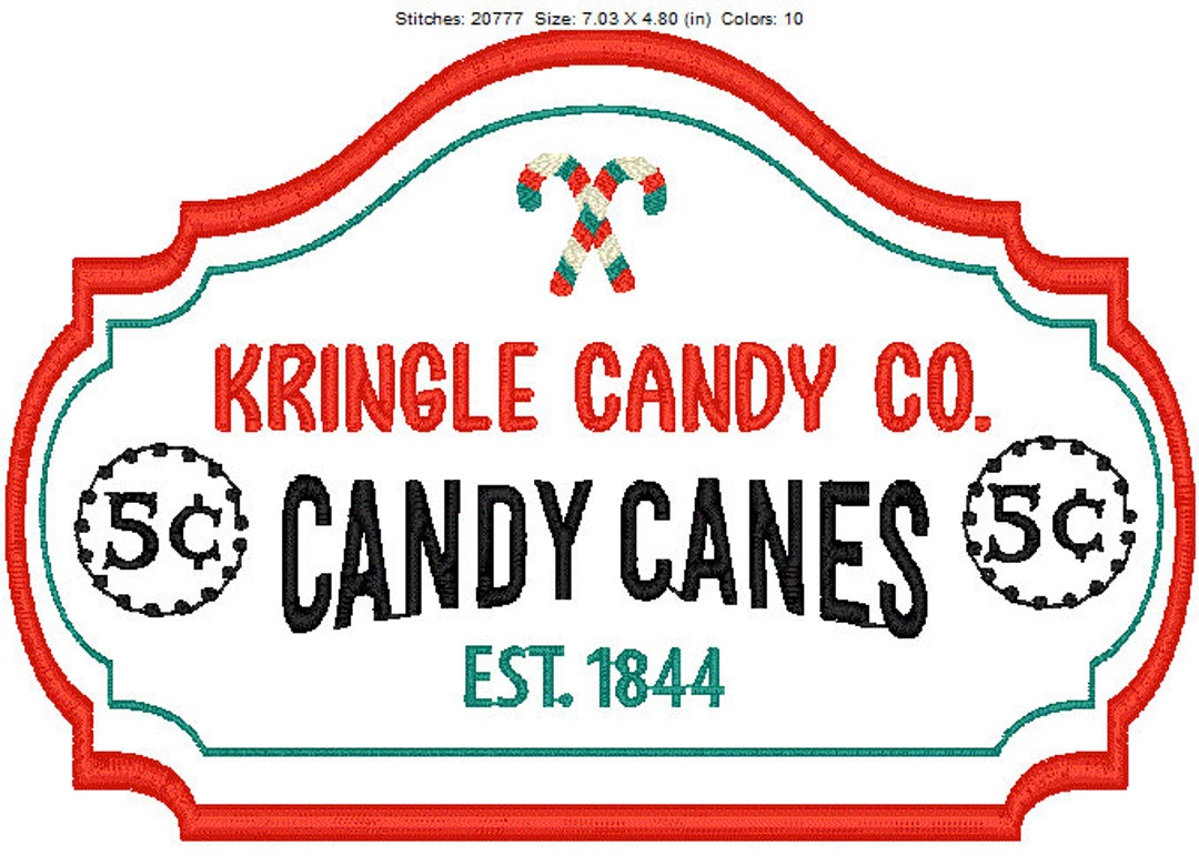 Kris Kringle Candy Cane Shop Embroidery Design in 3 Sizes - Instant ...