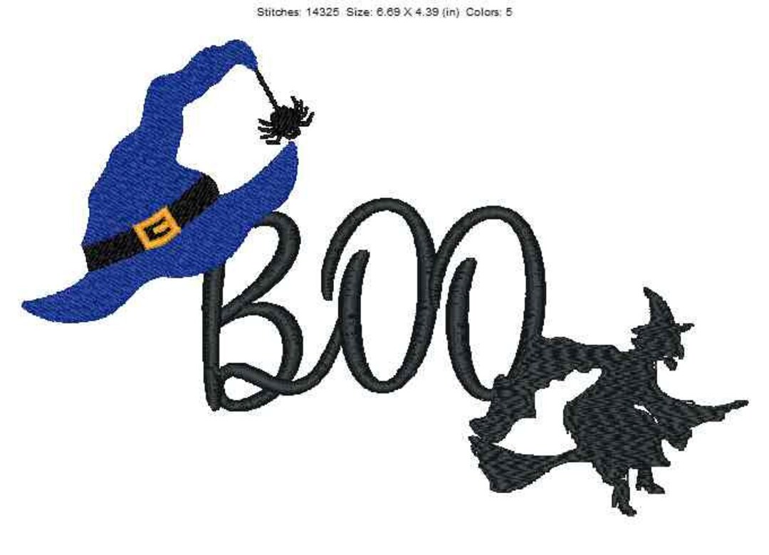 Halloween Witch Embroidery Design in Three Sizes Instant - Etsy