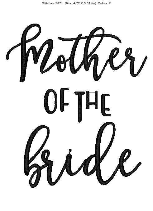 Mother of the Bride embroidery design in 3 sizes instant | Etsy
