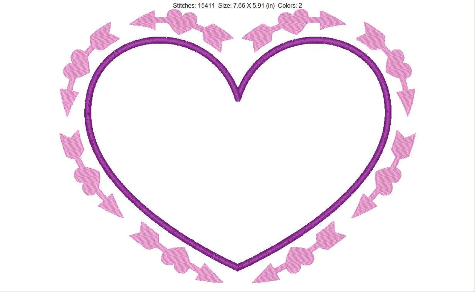 Digital Download Heart and Arrow and Heart Border Embroidery - Etsy