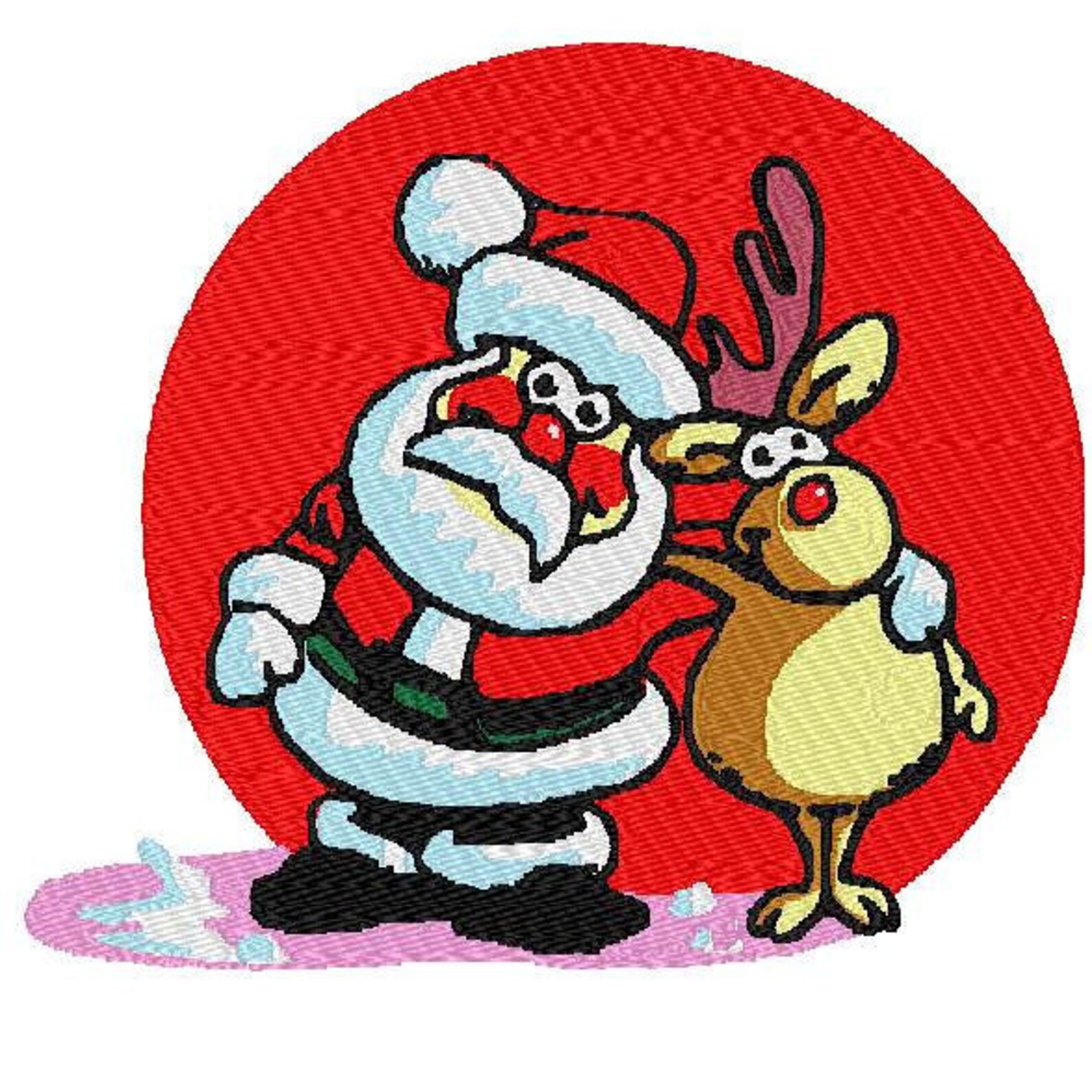 Santa and Rudolf Embroidery Design - Etsy
